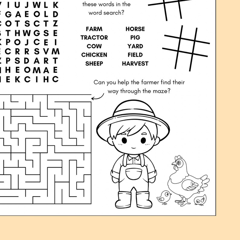 A4 Farm Yard Activity Sheet - Printable PDF Digital Download - Etsy