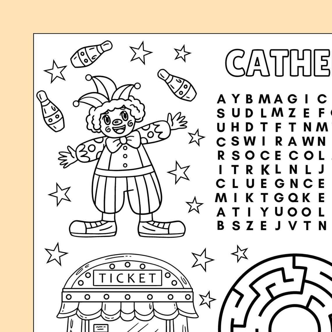 Printable Editable Circus Activity Page | Fun A4 Canva Template ...