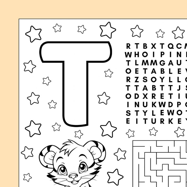 A4 Letter "t” Alphabet Activity Sheet - Educational PDF Digital ...