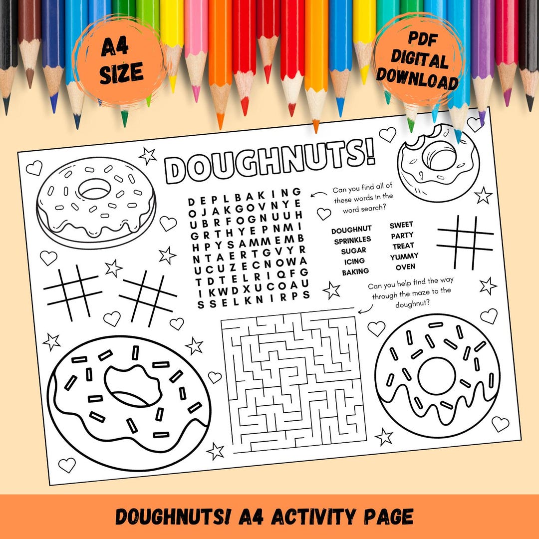 A4 Doughnuts! Activity Page PDF (digital Download) - Etsy