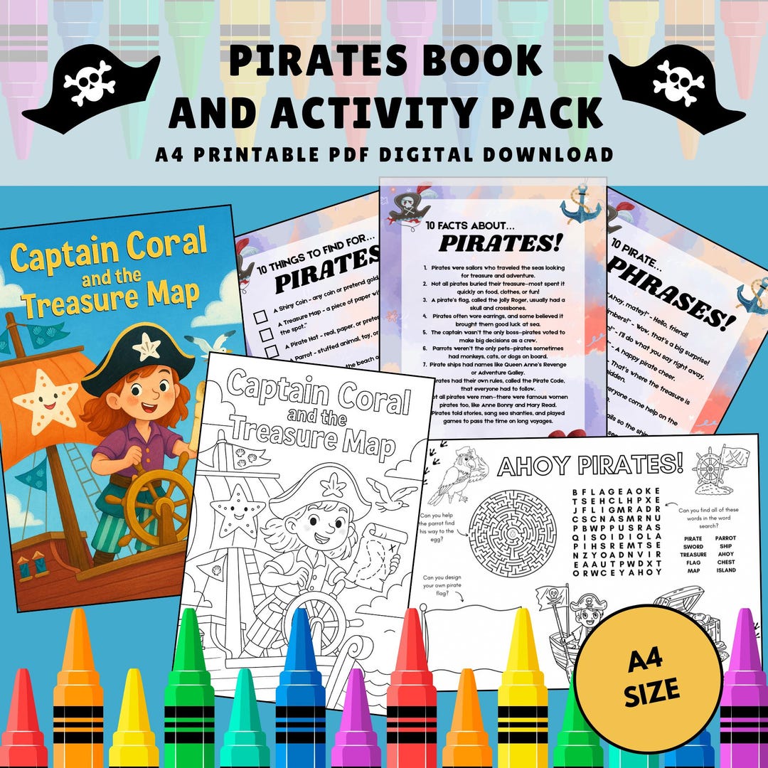 Pirate Kids A4 Activity Pack | Storybook & Coloring Book PDF | Word ...