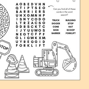 A4 Editable Construction Birthday Activity Sheet - Canva Template ...