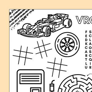 A4 Racing Car Activity Page PDF | Printable Racing Car Coloring Page ...