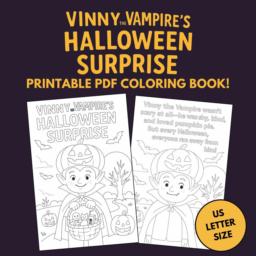 Vinny the Vampire Halloween Coloring Book | Kids Printable (PDF) - Etsy