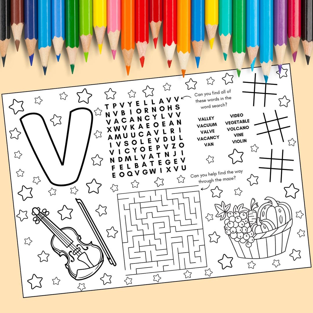 A4 Letter "v” Alphabet Activity Sheet - Educational PDF Digital ...