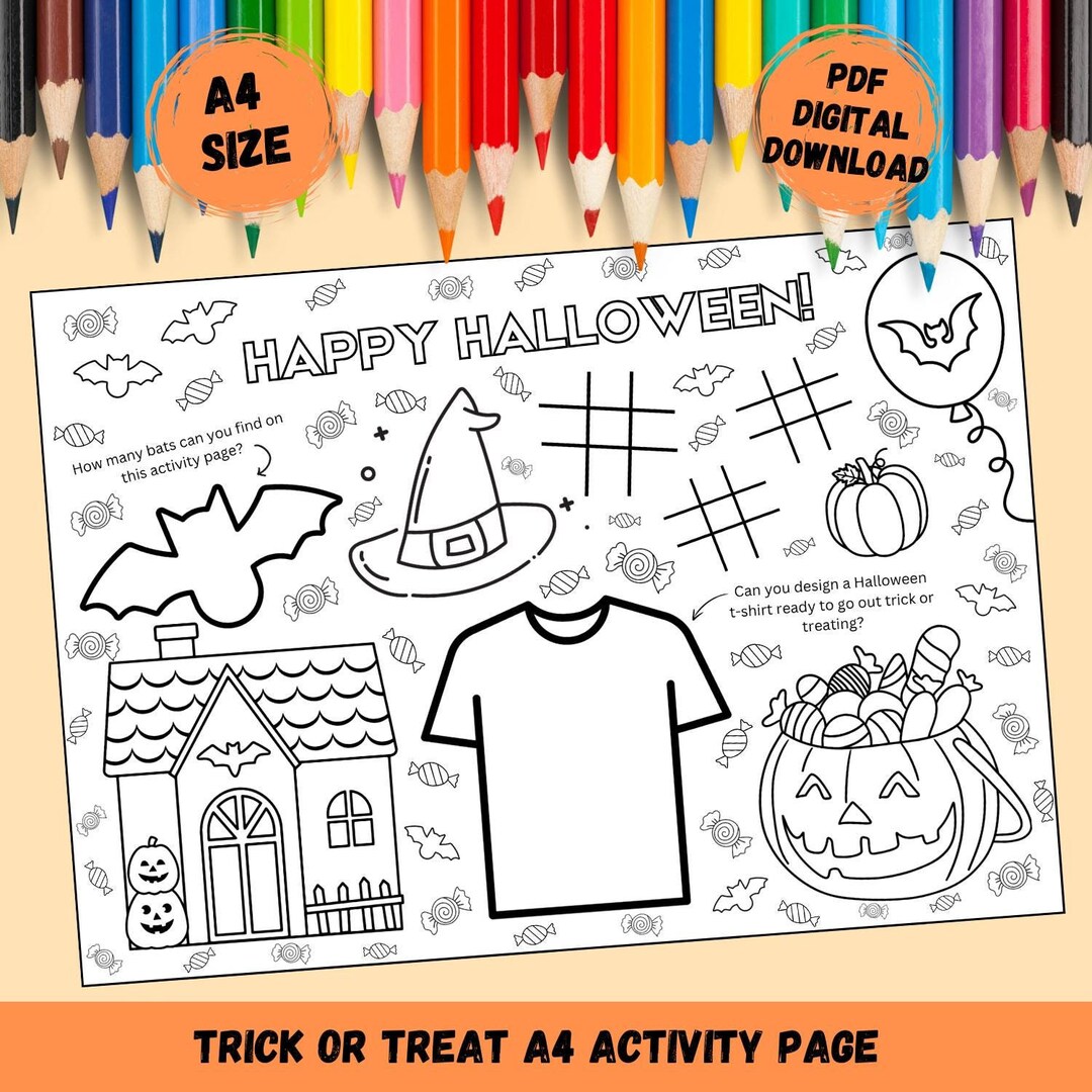 Halloween Trick or Treat Activity Page: Printable Kids Game (A4 PDF) - Etsy