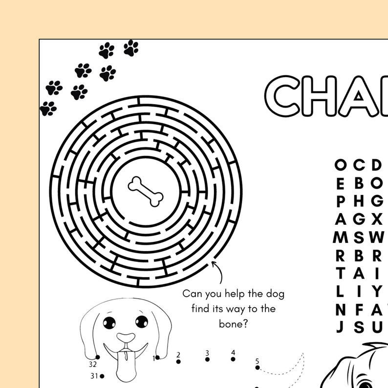 A4 Editable Dogs Activity Sheet - Canva Template Digital Download - Etsy
