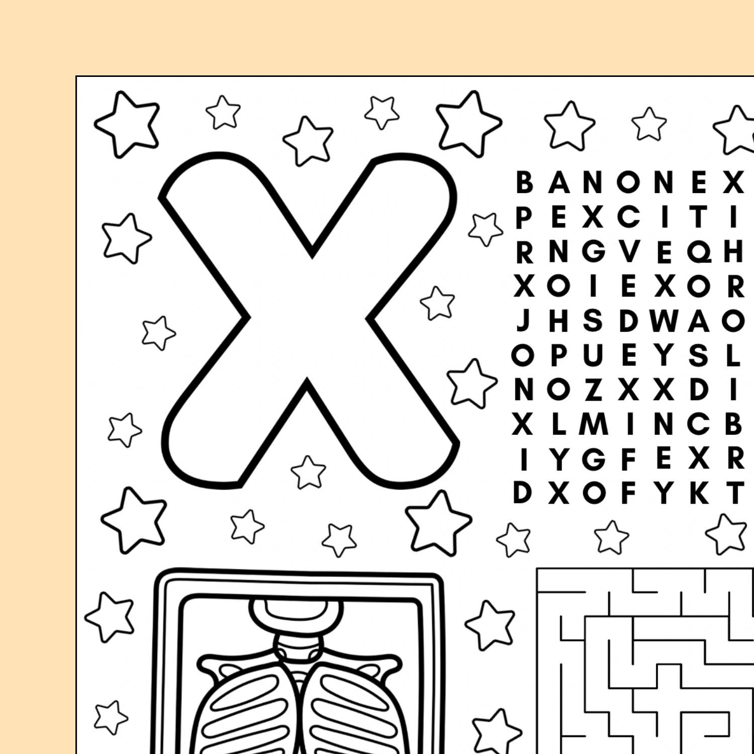 A4 Letter "x” Alphabet Activity Sheet - Educational PDF Digital ...