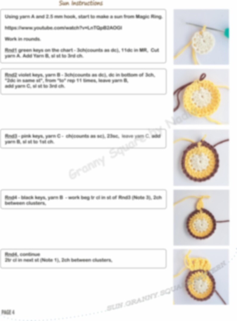 Sun Moon Cloud Granny Square Crochet Pattern Bundle PDF Download - Etsy