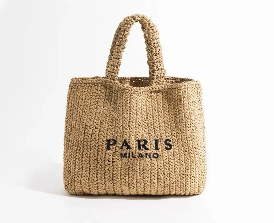 Chic Raffia Paris Milano Beach Bag Summer Beach Woven Handbag Everyday ...