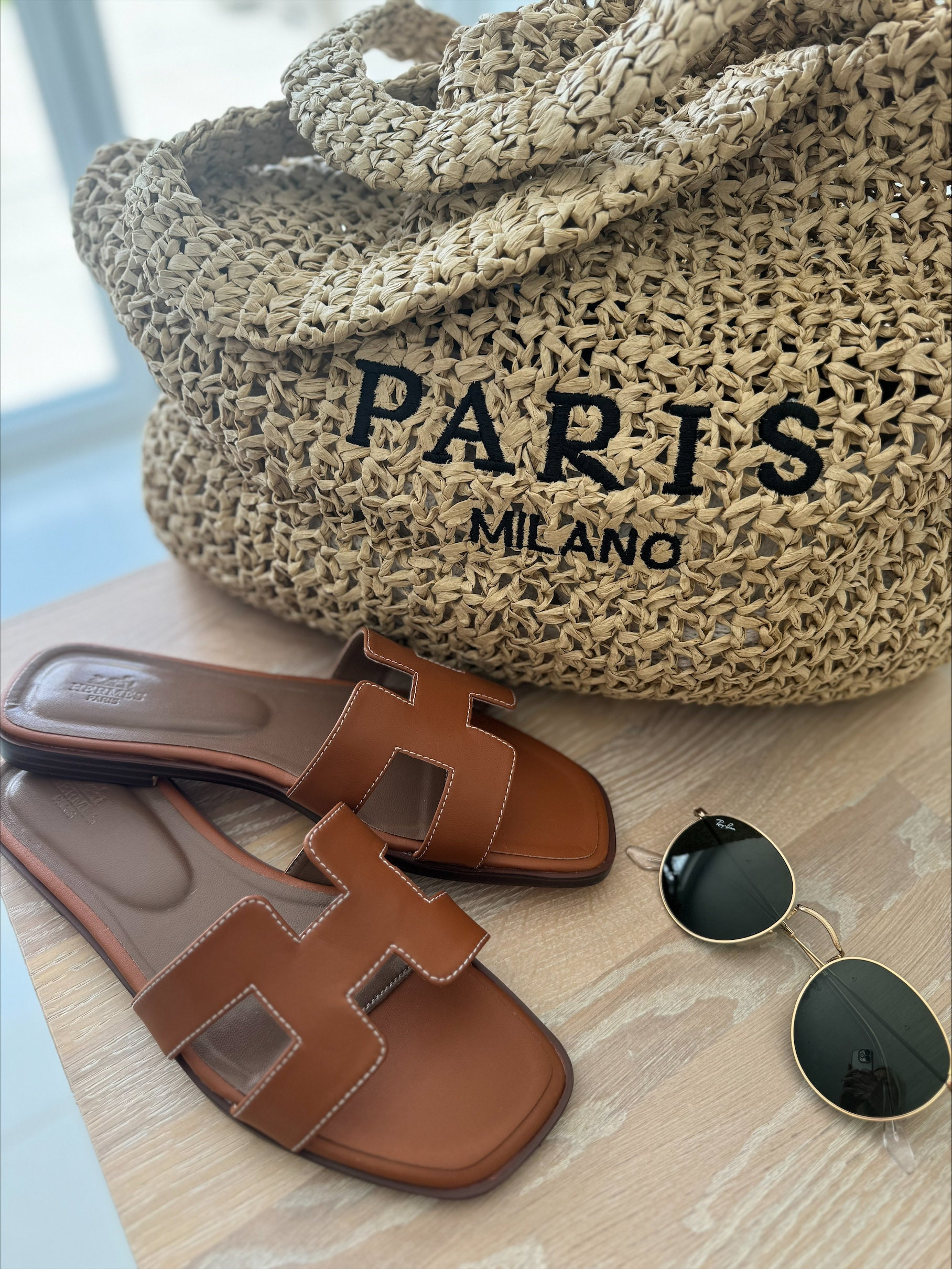 Chic Raffia Paris Milano Beach Bag Summer Beach Woven Handbag Everyday ...