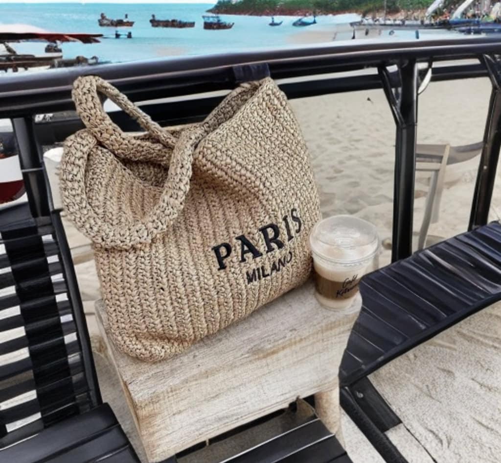 Chic Raffia Paris Milano Beach Bag Summer Beach Woven Handbag Everyday ...