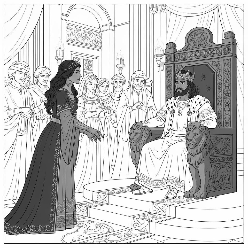 Queen Esther, Mordecai, King of Persia, Purim Coloring Pages - Etsy