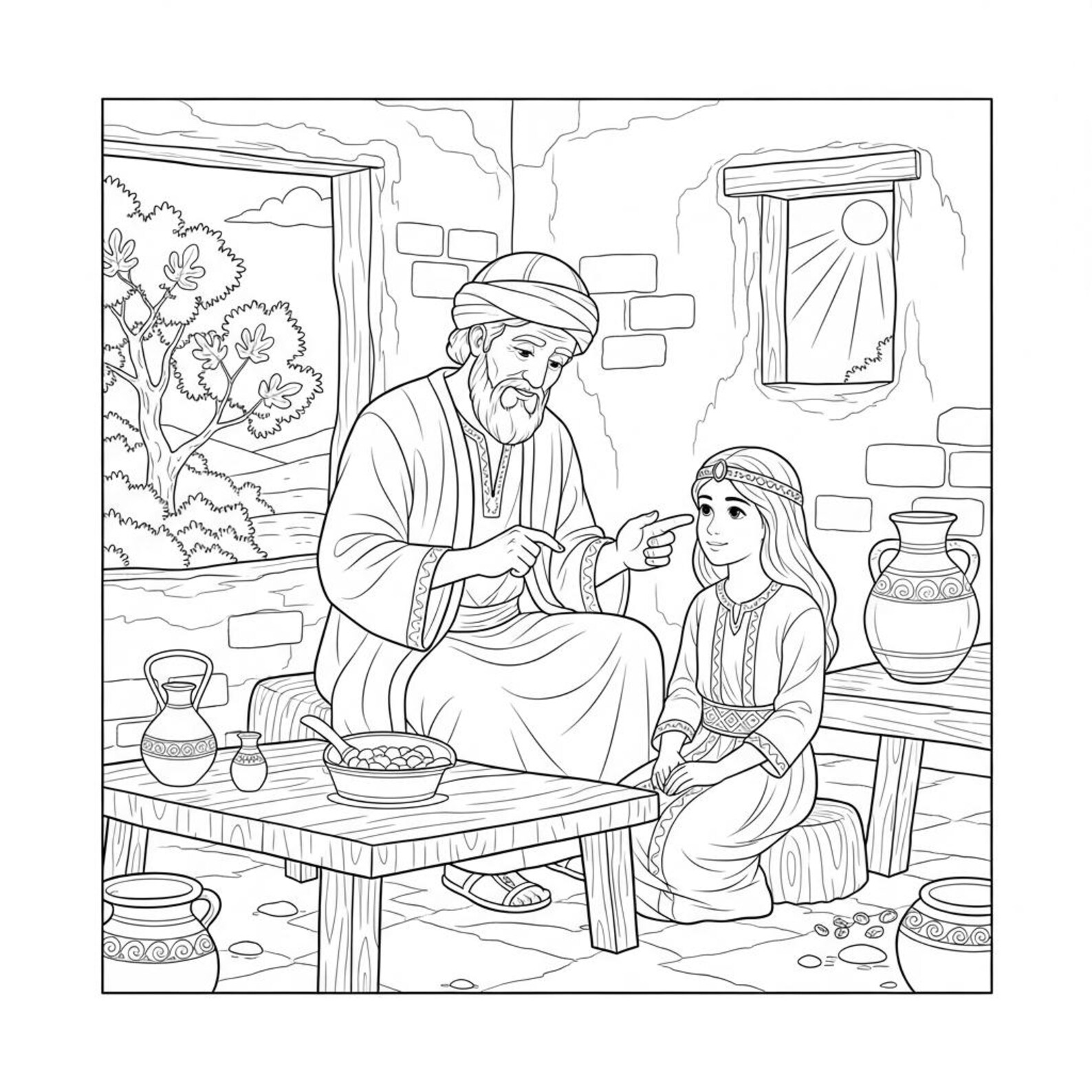 Queen Esther, Mordecai, King of Persia, Purim Coloring Pages - Etsy