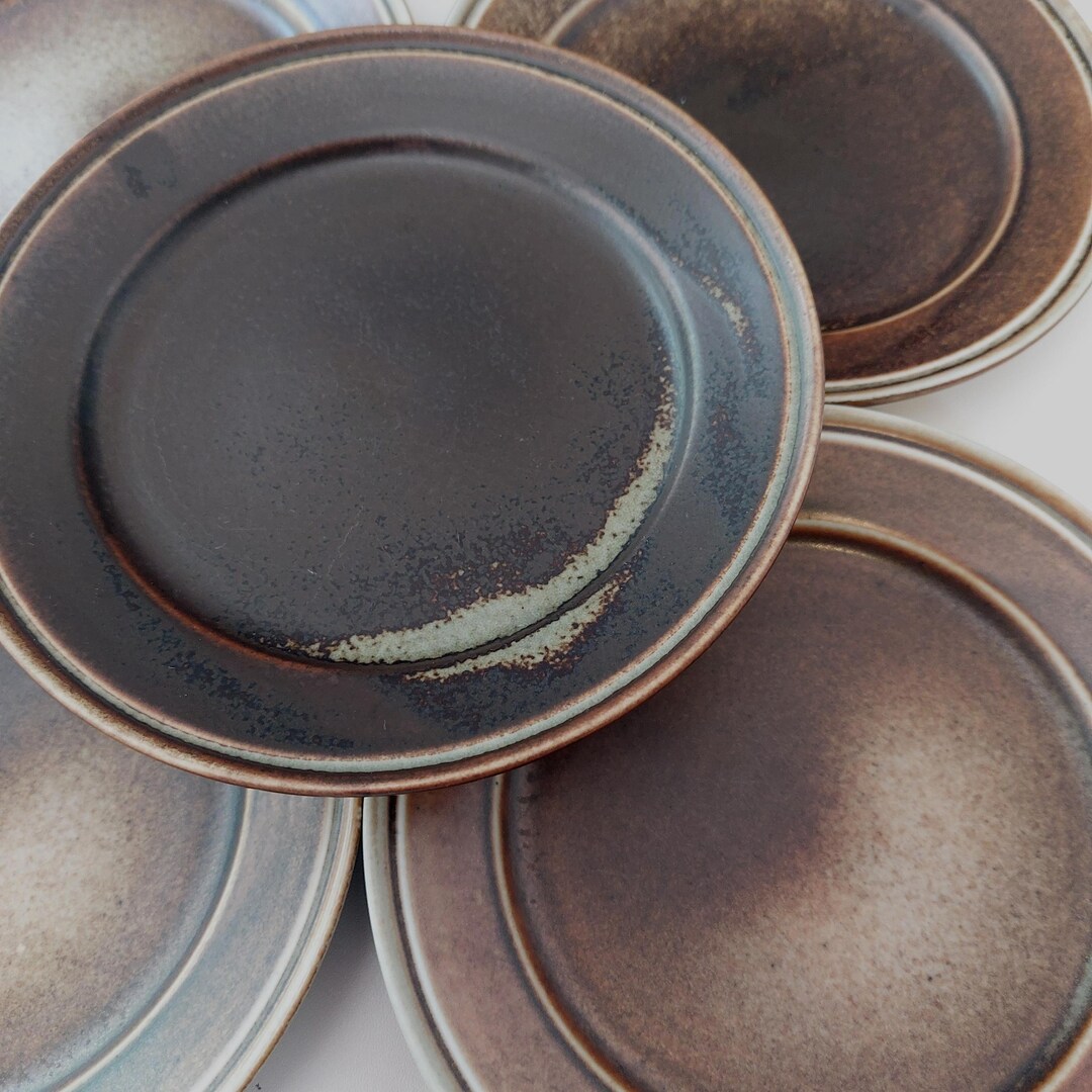 Vintage Porsgrund Norway Lava Plate Set: Scandinavian Modern Cake ...
