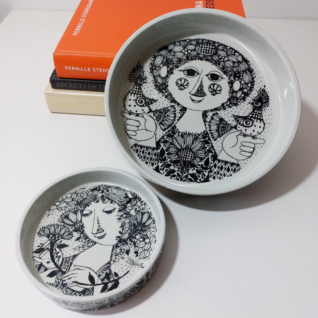 Vintage Bjørn Wiinblad Ceramic Trays Bowls: Danish Modern Nymolle Set ...