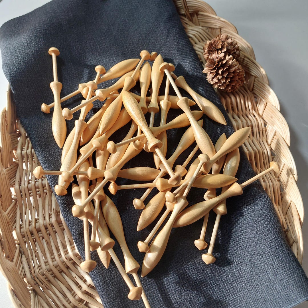 Vintage Danish | Lace Bobbins | Set of 30 | Lace | Ca. 1970s | Wood ...