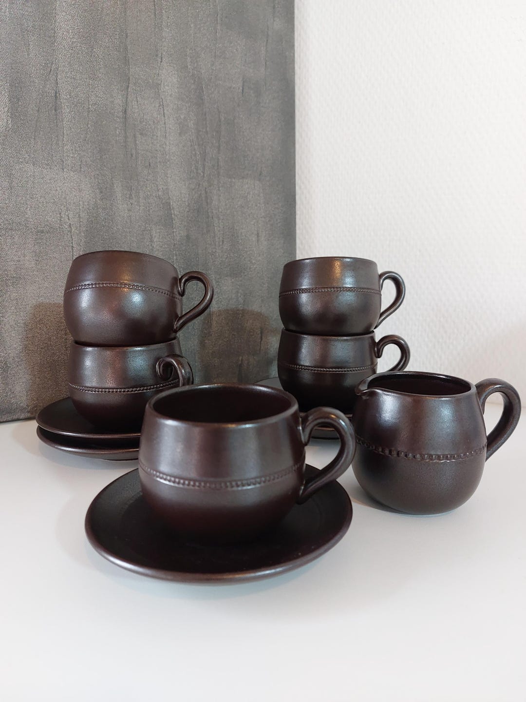 Con defecto / Old Höganäs / Juego de café o té / Pärlband / Marrón ...