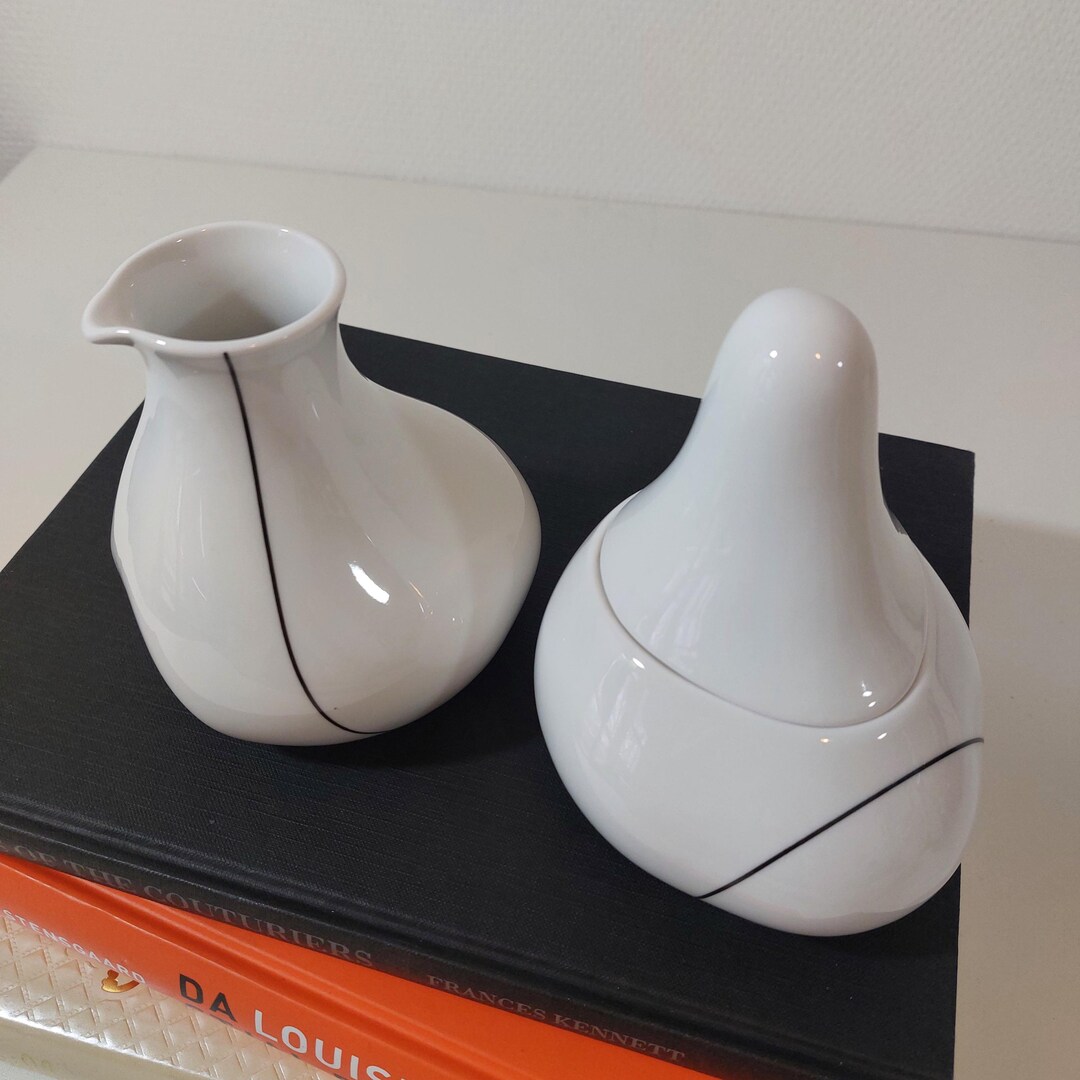 Vintage Menu Denmark Creamer and Sugar Bowl: Pernille Vea Black Contour ...