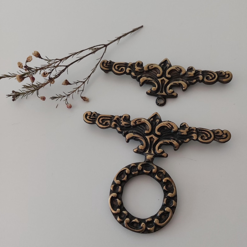 Beautiful BIG Vintage Scandinavian | Tapestry Hangers | Brass Ornamental | Bell Pull Hardware ...