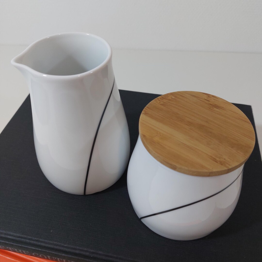 Vintage Menu Denmark Creamer and Sugar Bowl: Pernille Vea Black Contour ...