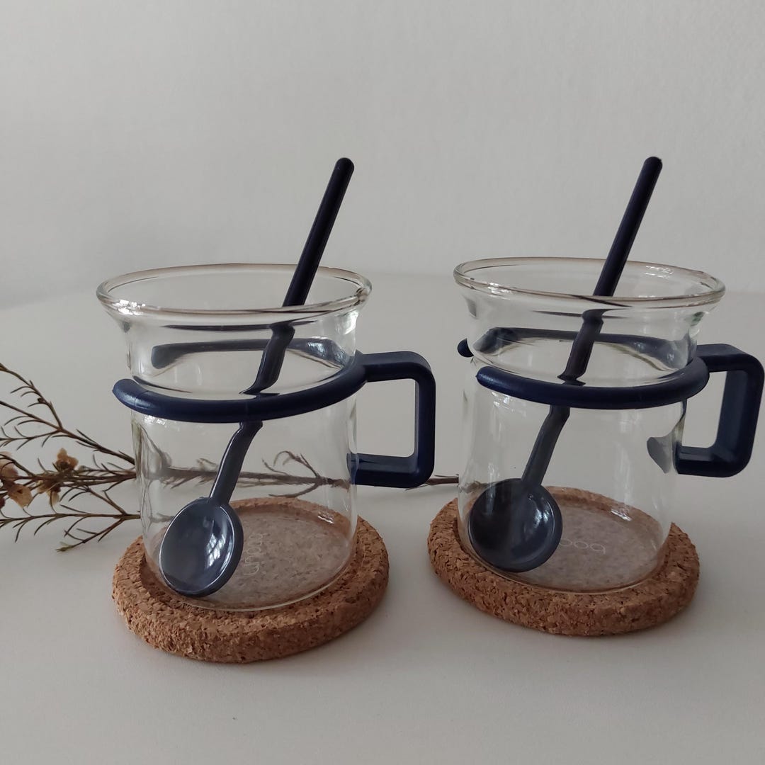 Vintage Bodum Denmark Bodum Bistro Cup With Spoon and Cork Coaster Dark ...