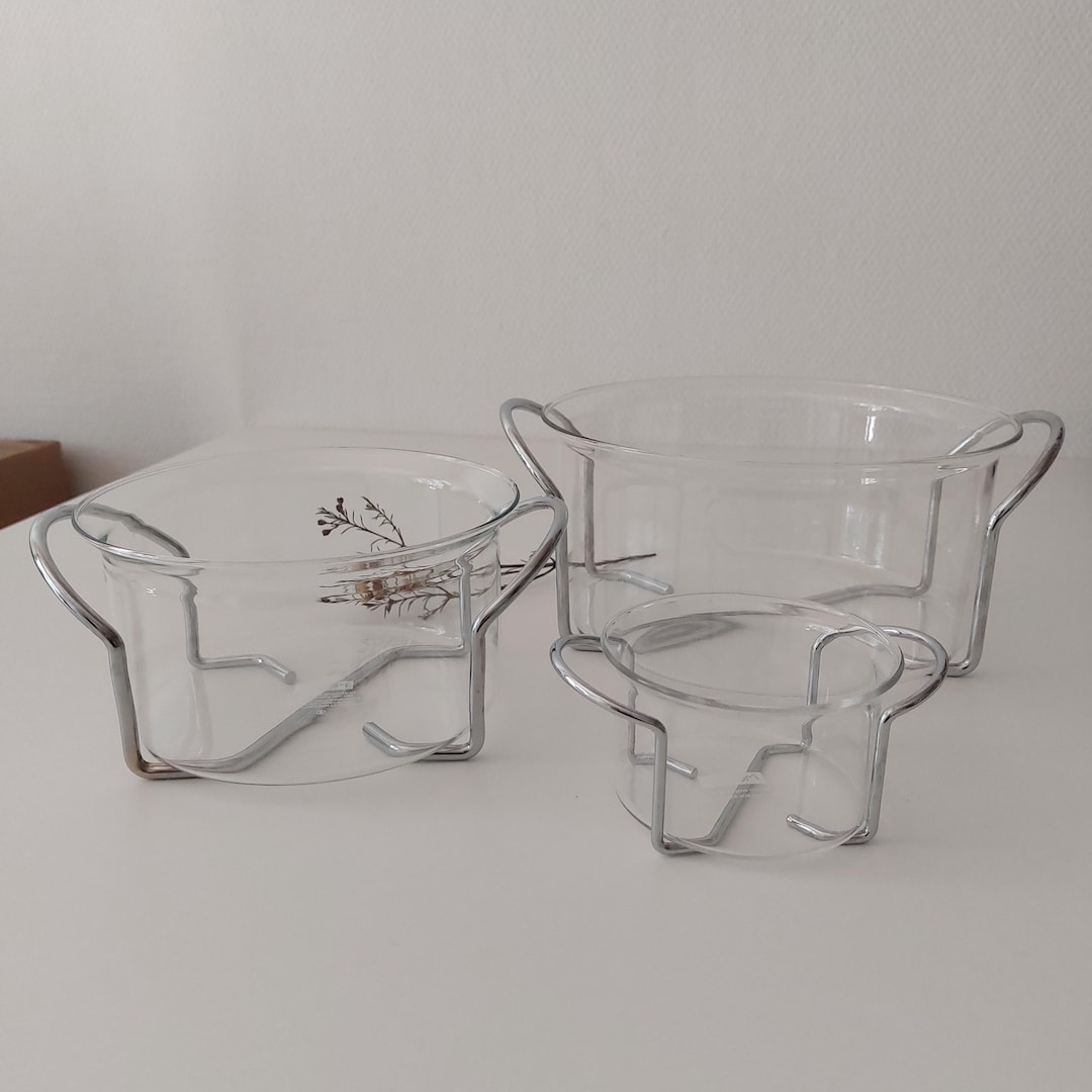 Vintage Bodum Denmark Set of 3 Hot Pots Glass Dishes Glass Casseroles ...