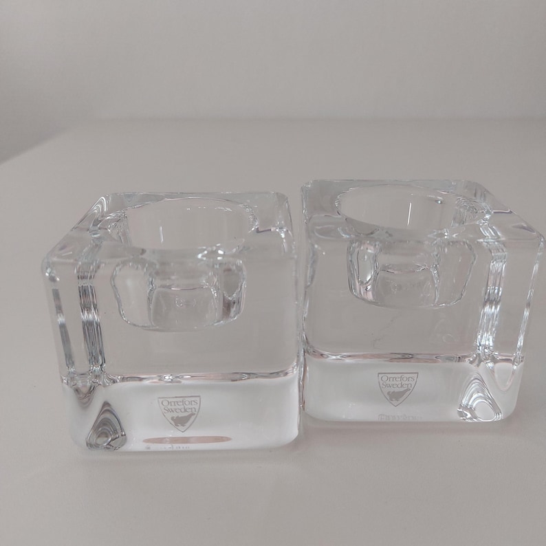 Orrefors Sweden | Votive Candle Holders | Ice Cubes 2er Set | Vintage ...