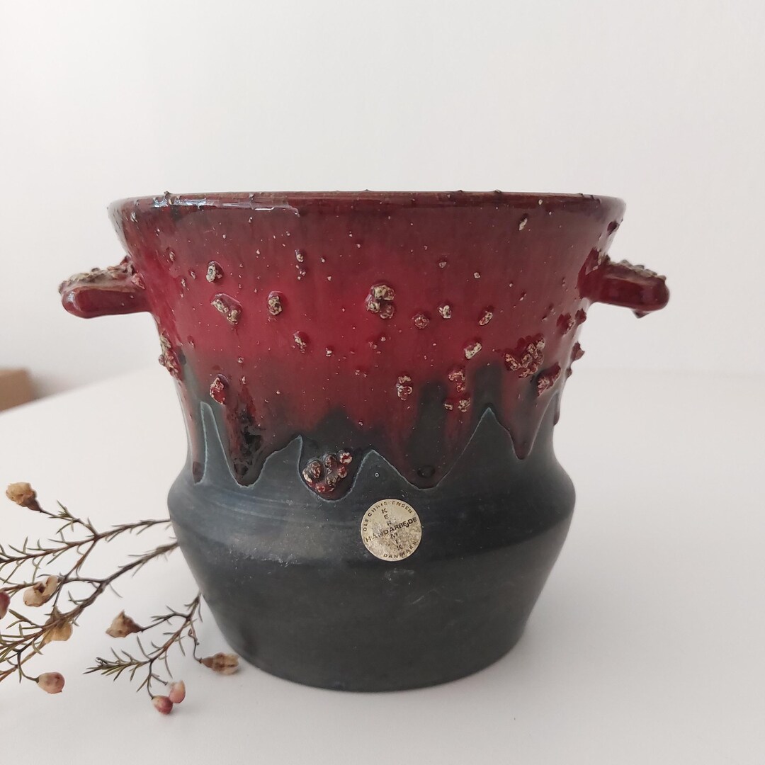 Rare Vintage | Groovy Flower Pot | Berry Red | Volcanic | Fat Lava ...