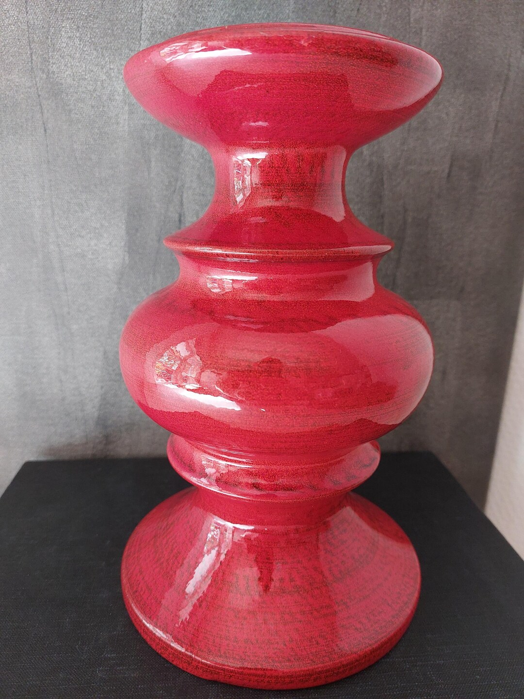 Vintage Red Ceramic Candle Holder Plant Stand: West-german Pottery ...