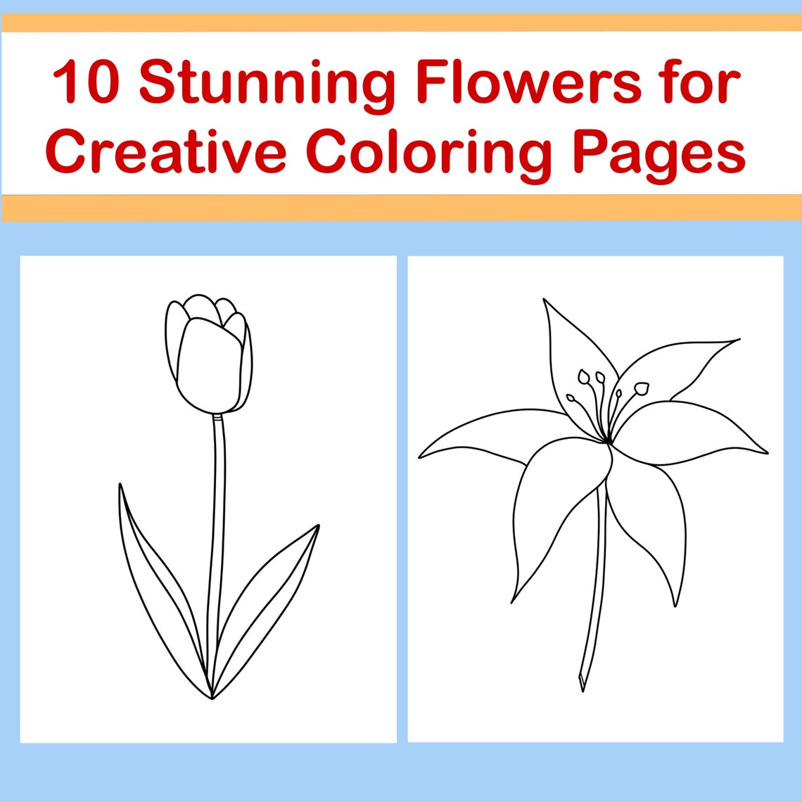 10 Flower Coloring Pages for Kids: Educational and Fun Printables for ...