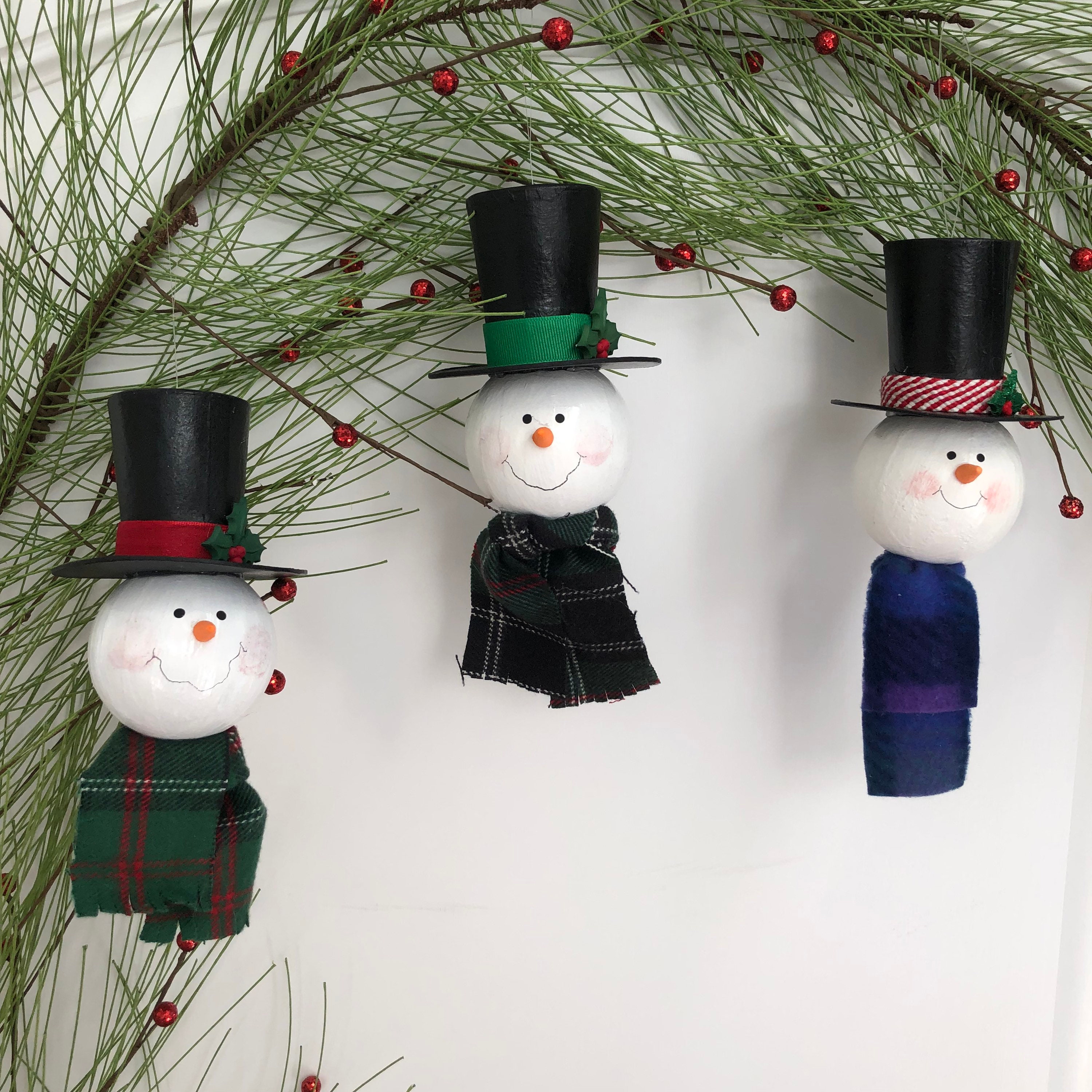 Frosty Snowman Ornament with Top Hat and Scarf | Etsy