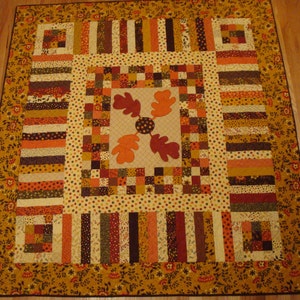 Large Handmade Lap Quilt - Dancing Leaves - Autumn Colors of Red ...