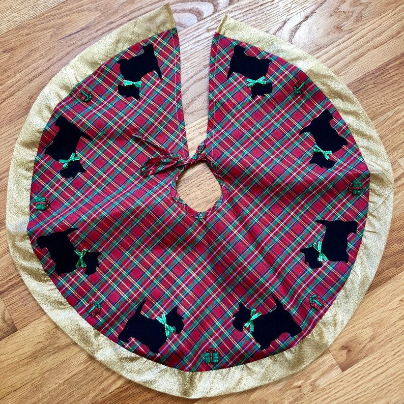 Scottie Dog Mini Tree Skirt Red, Gold, Silver, White or Plaid Christmas ...