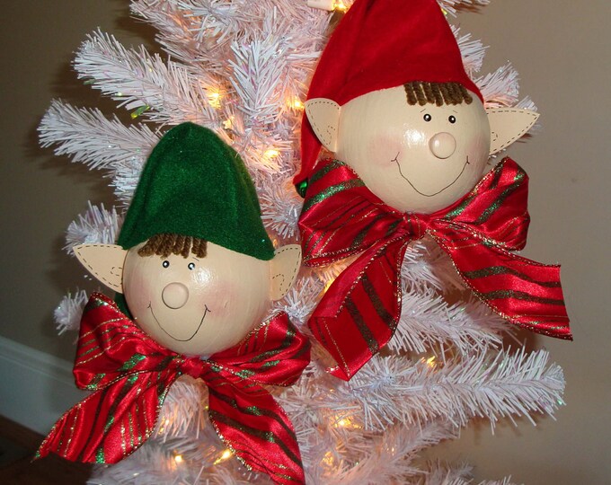 Edison and Edward Elf Ornaments Set of 2 in Red and Green - Etsy