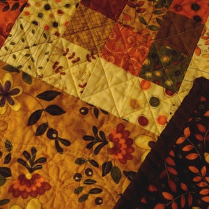 Large Handmade Lap Quilt - Dancing Leaves - Autumn Colors of Red ...