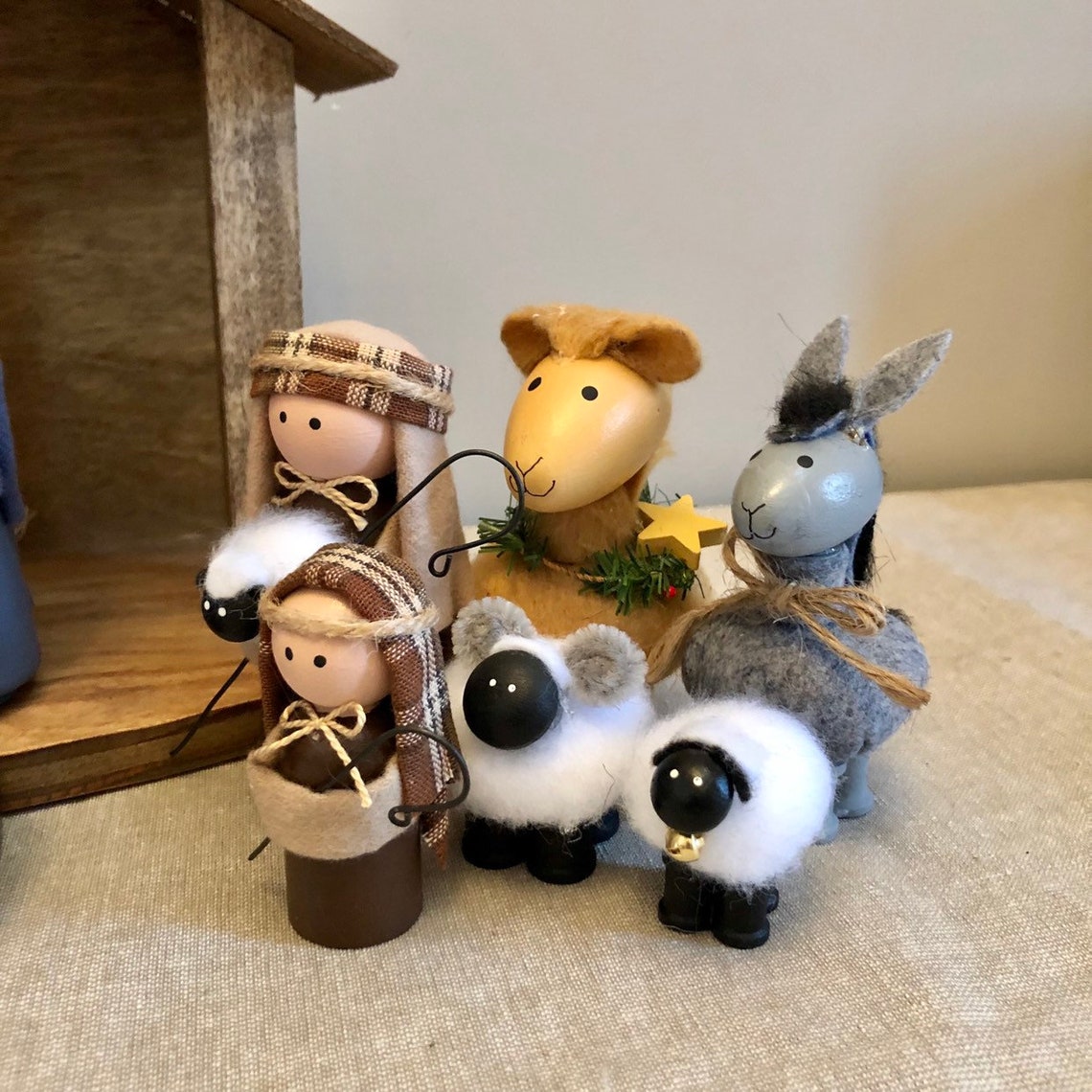 Deluxe Nativity Set - 14 Pieces Including Handcrafted Stable Handmade ...