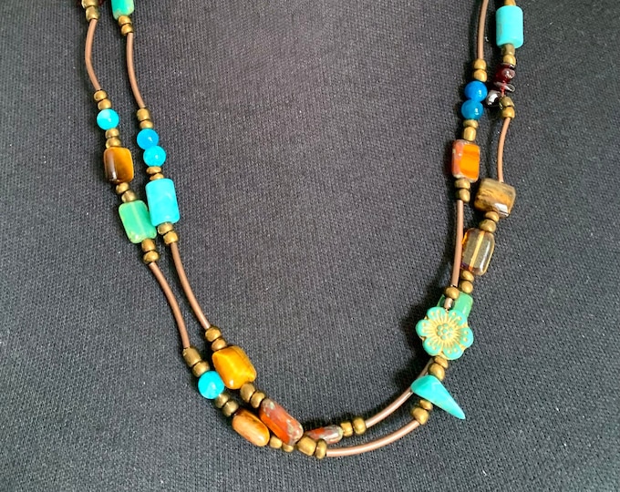Multi Stone Necklace, Colorful Necklace, Multi Color Necklace, Boho ...