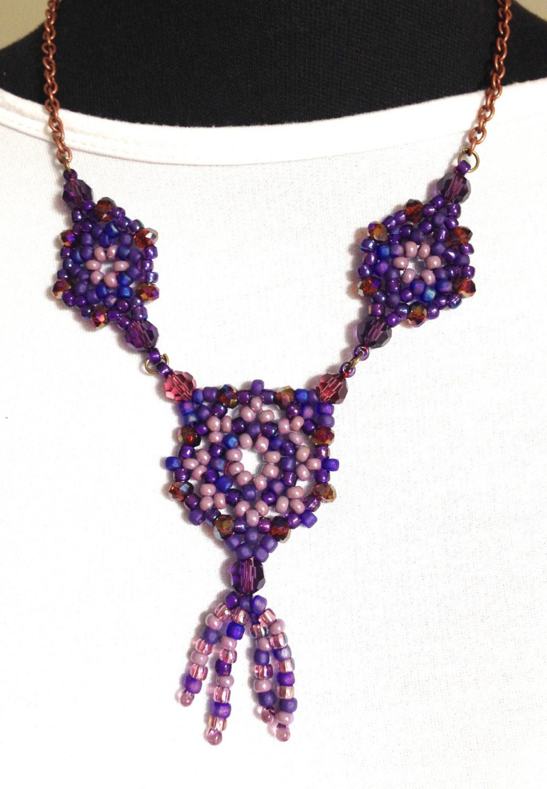 Collar de cuentas púrpura Boho / Juego de joyas para mujeres / Juego de ...