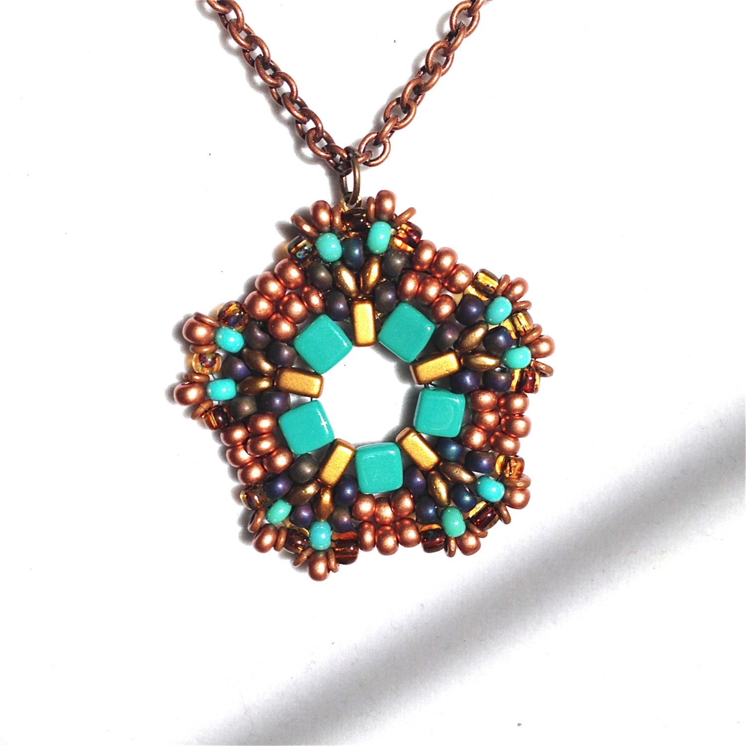 Mandala beaded pendant necklace/ mandala bead necklace/ beaded | Etsy