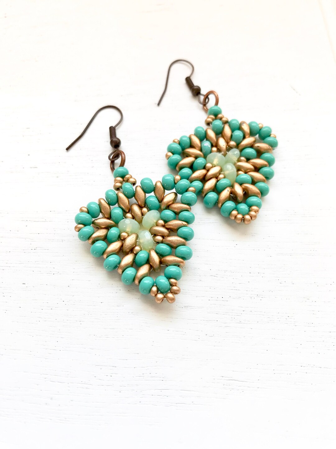 Blue Boho Drop Bead Earrings for Women, Artisan Crafted Handmade Dangle ...