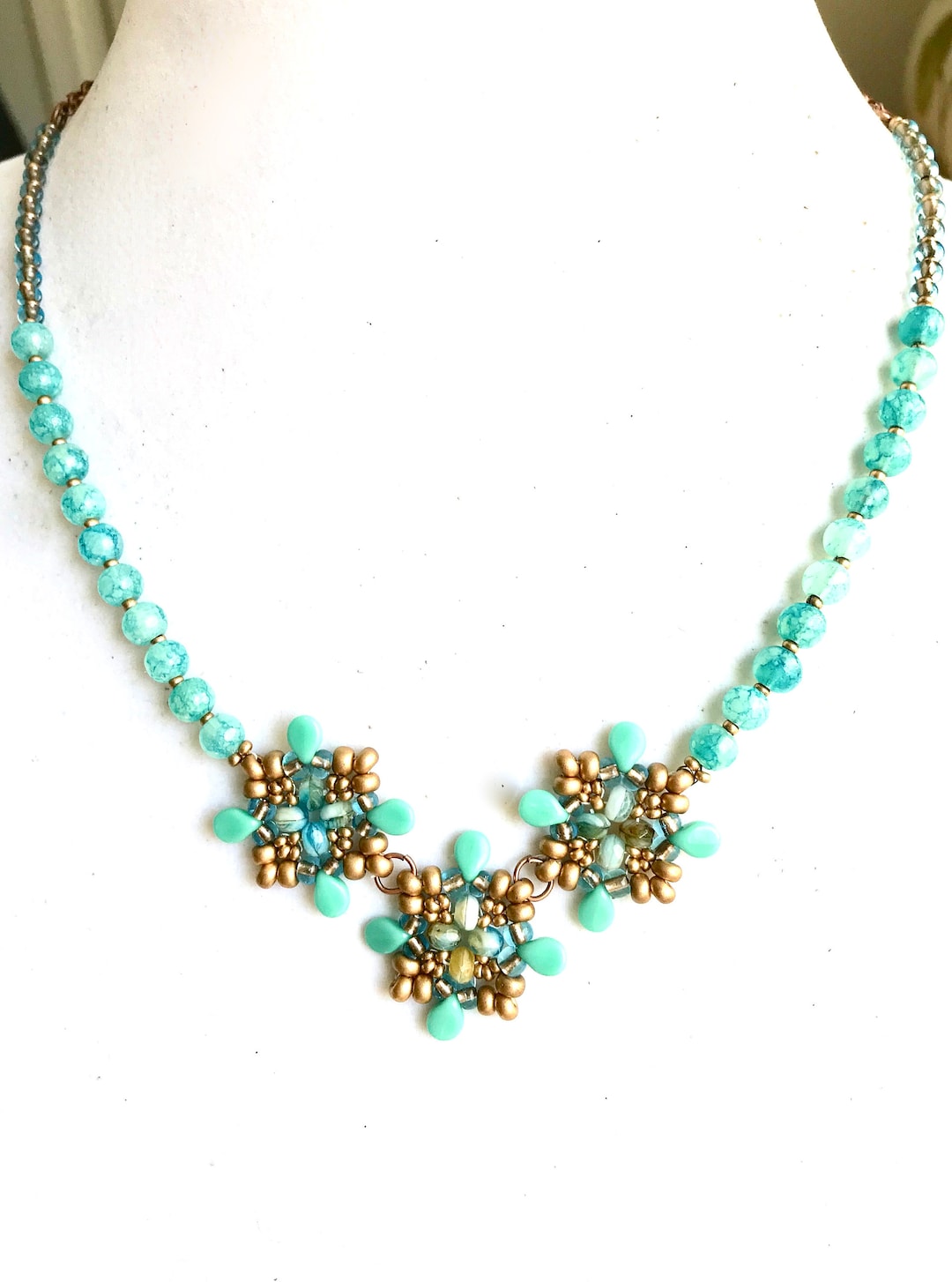 Blue Bead Necklace for Women, Shades of Blue Jewelry Necklace, Handmade ...