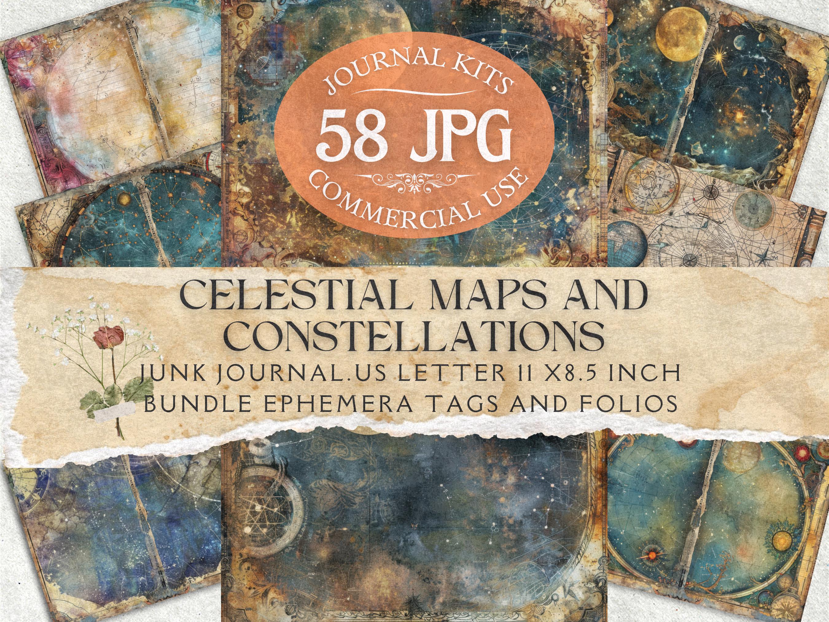Celestial Maps Constellations Design Vintage Junk Journal Printable ...