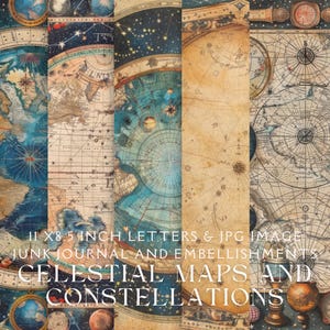 Celestial Maps Constellations Design Vintage Junk Journal Printable ...