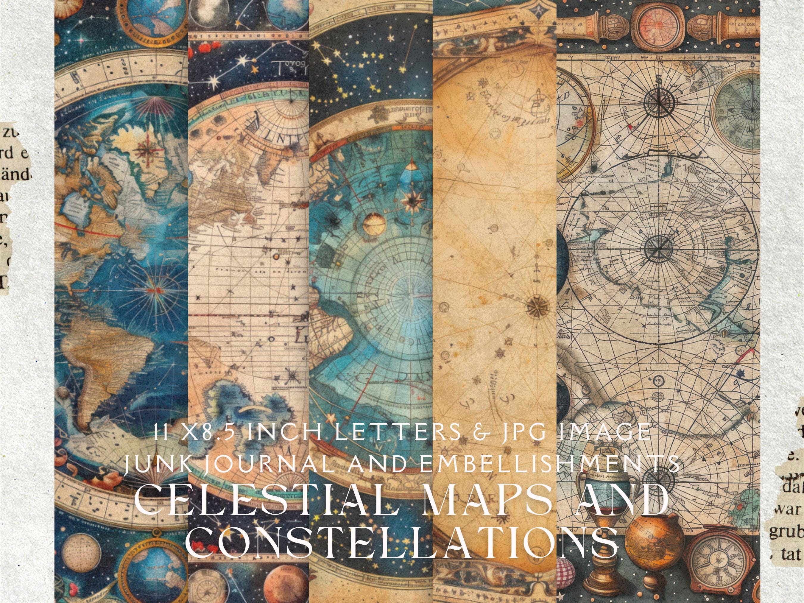 Celestial Maps Constellations Design Vintage Junk Journal Printable ...