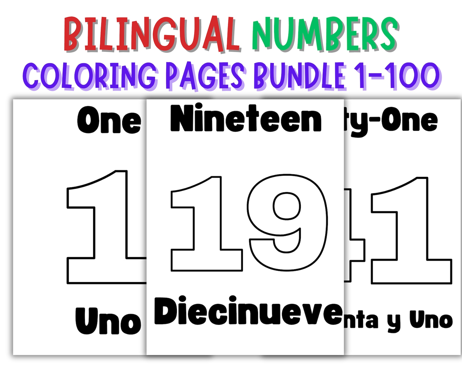 English-spanish Bilingual Numbers Bundle 1-100, Numbers Practice ...