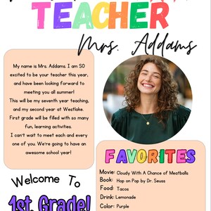 Meet the Teacher Editable Template, Meet the Teacher Printable, Open ...