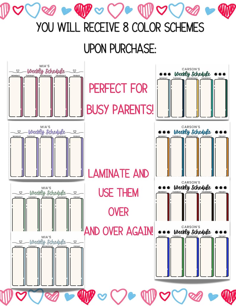 Printable Editable Weekly Schedule Kids School Planner Kids Activity ...