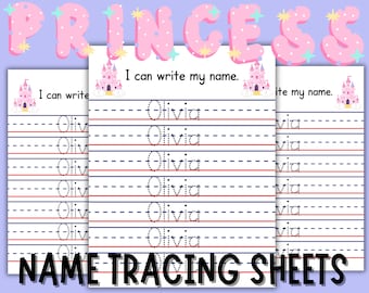 Unicorn Girl's Custom Name Tracing Sheets, Personalized Name Tracing ...