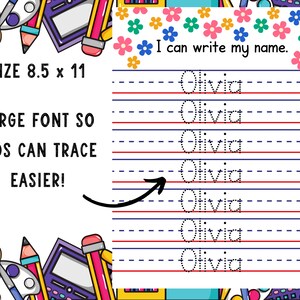 Flowers Girl's Custom Name Tracing Sheets, Personalized Name Tracing ...